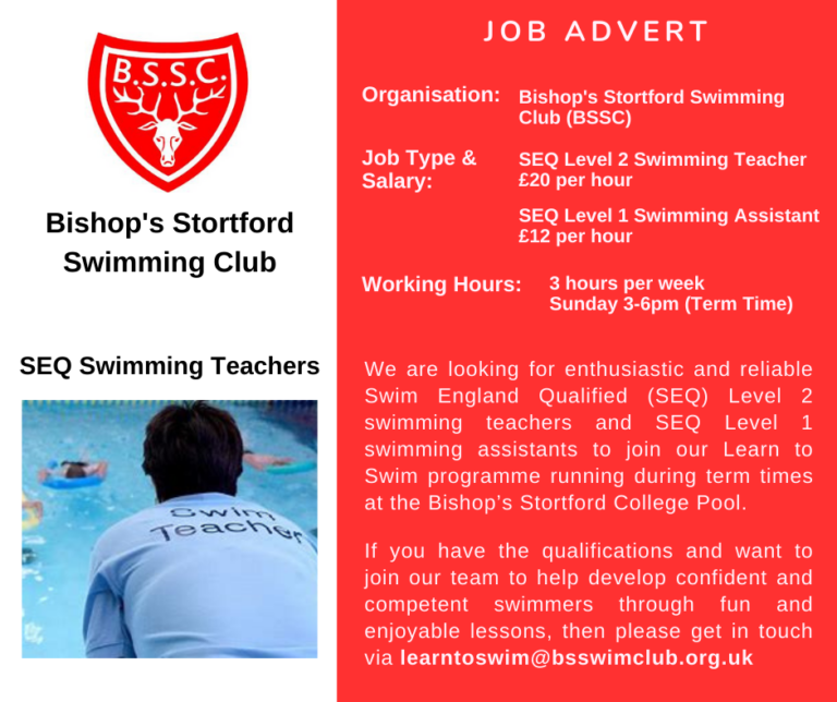 Learn to Swim Job Advert – Bishop's Stortford Swimming Club